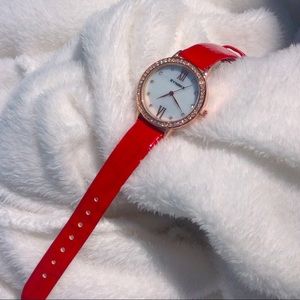 Accessories | Genuine Red Leather Crystal Watch | Poshmark